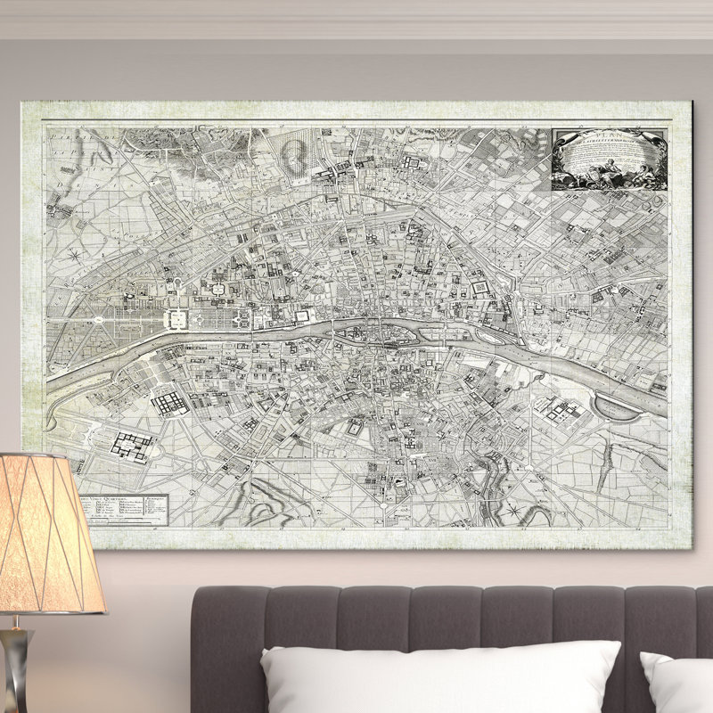 Wexford Home Parisian Sketch Map II - Graphic Art Print on Canvas | Wayfair